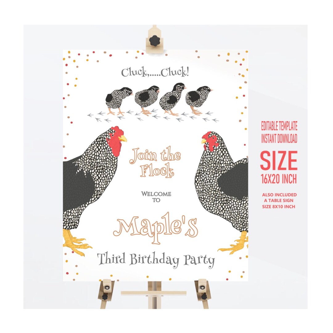 Chicken Welcome Sign Farm Themed Birthday Party Sign Barnyard Theme ...