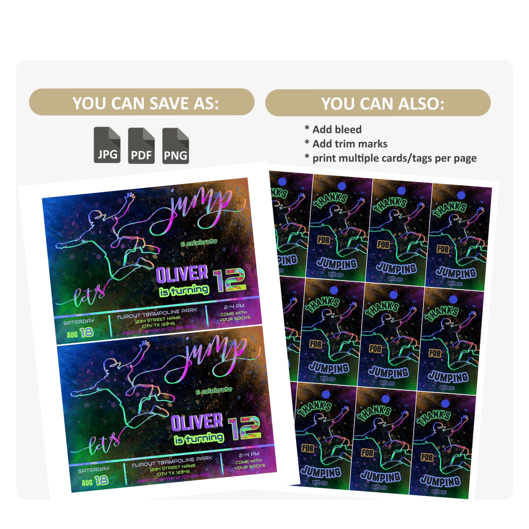 Urban Air Invitation, Trampoline Park Birthday Invitation, Cool "one ...