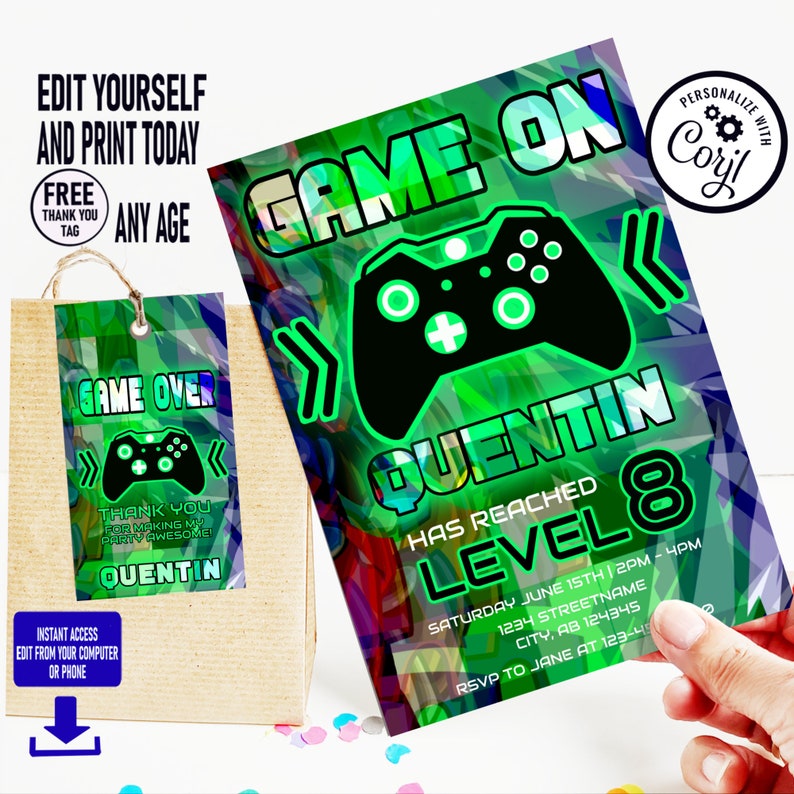 Editable Video Game Birthday Invitation Template, Game Night Invite ...