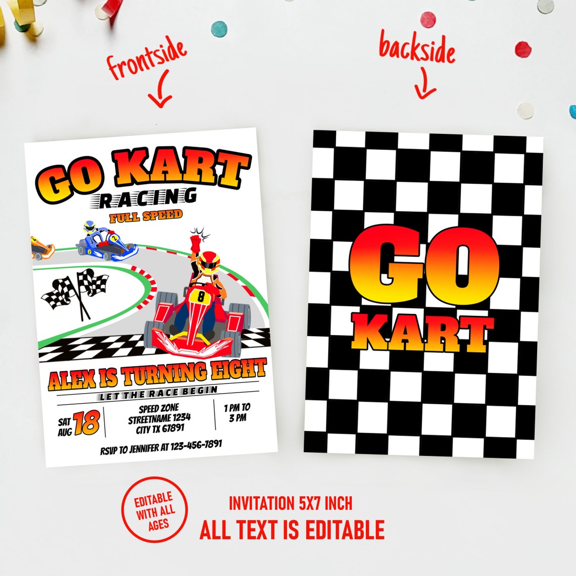 Go Kart Birthday Invitation Race Car Theme, Editable Printable DIY ...