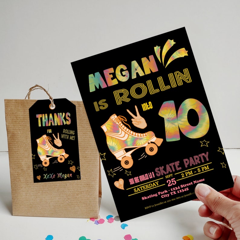 Roller Skate Birthday Invitation Tie Dye Roller Skating Etsy Ireland Roller Skate Birthday Invitation Tie Dye Roller Skating Etsy Ireland
