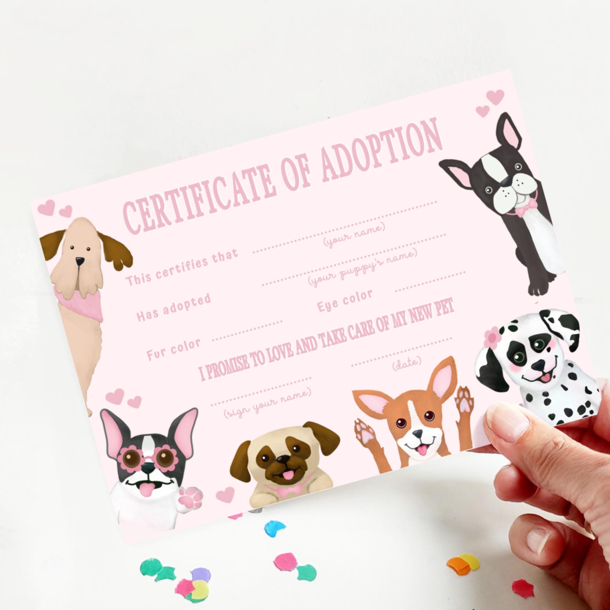 Adopt A Puppy Certificate Printable Puppy Birthday Party Sign Editable ...