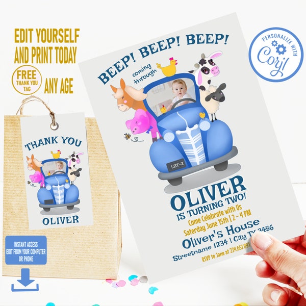 Little Blue Truck Birthday Invitation - Etsy