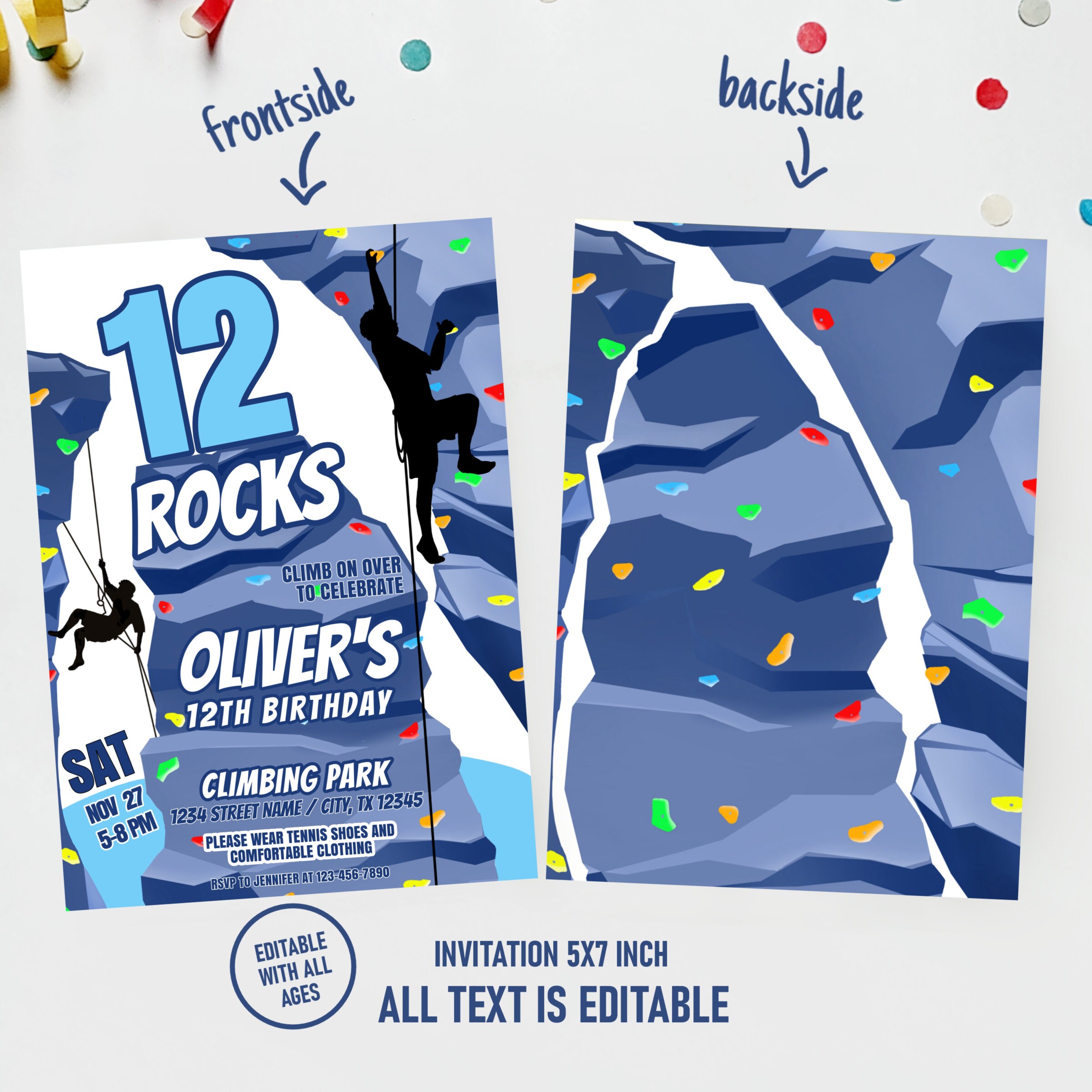 Rock Climbing Invitation, Rock Climbing Birthday Invite, Boys Indoor ...