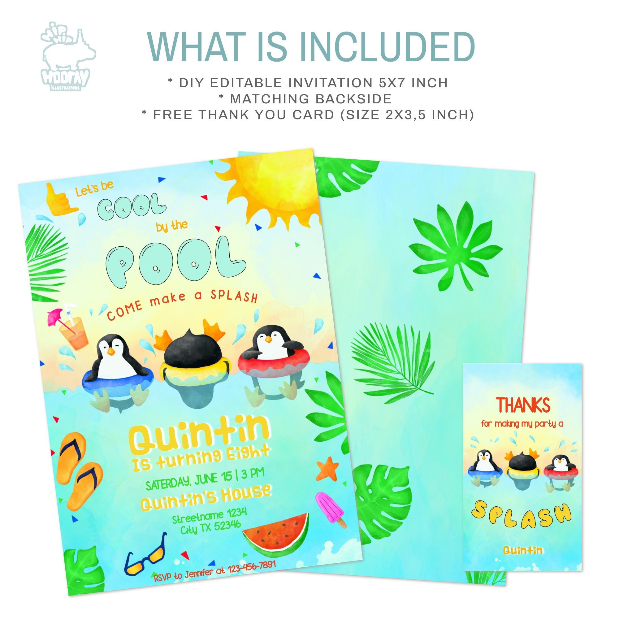 Pool Party Invitation Instant Download, Swimming Birthday Party ...