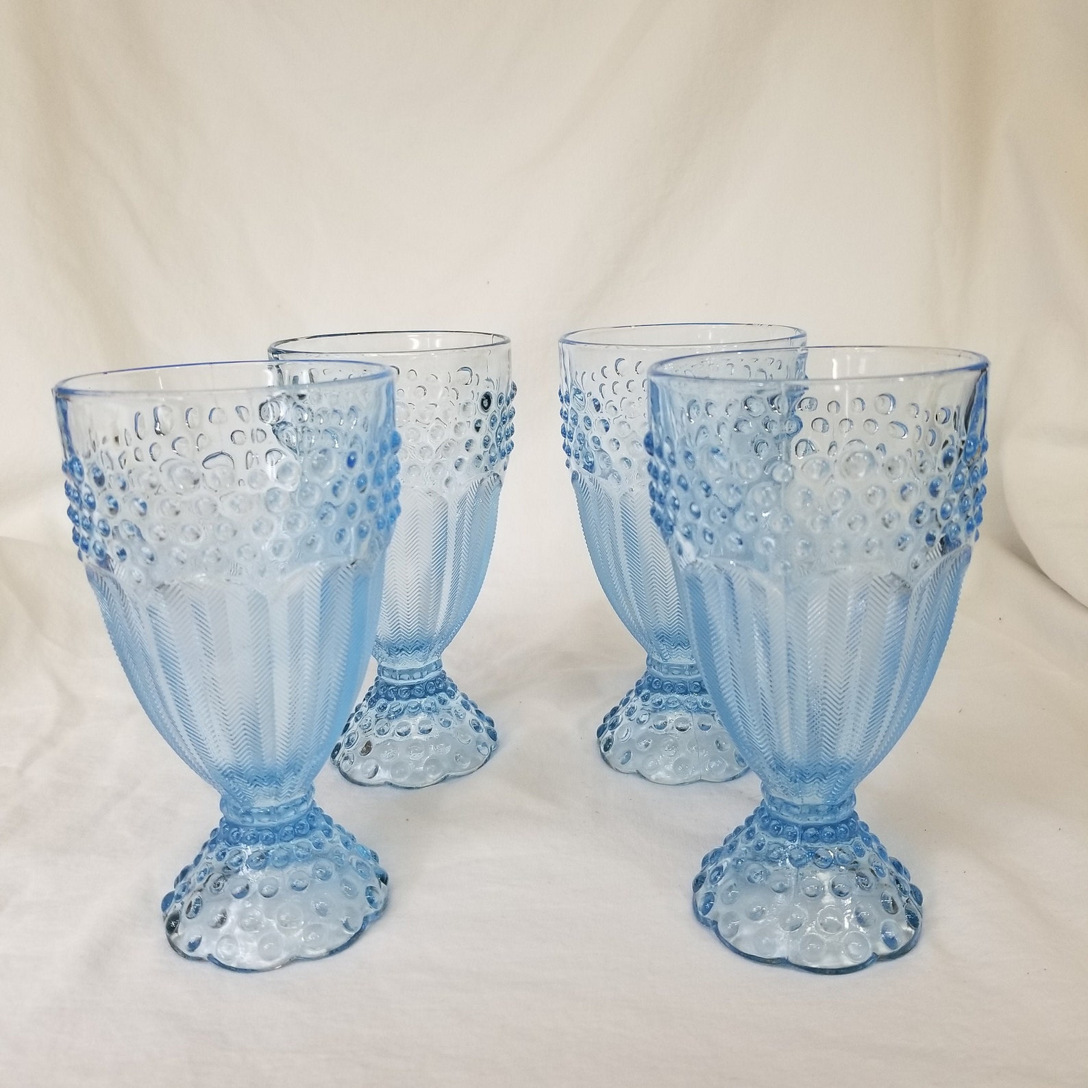 Vintage Blue Sundae Glasses set of 4 Dessert Glass set | Etsy