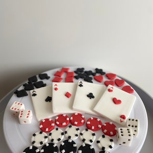Fondant Poker Cards - Casino Themed Cake Toppers- Handmade Cake Topper ...