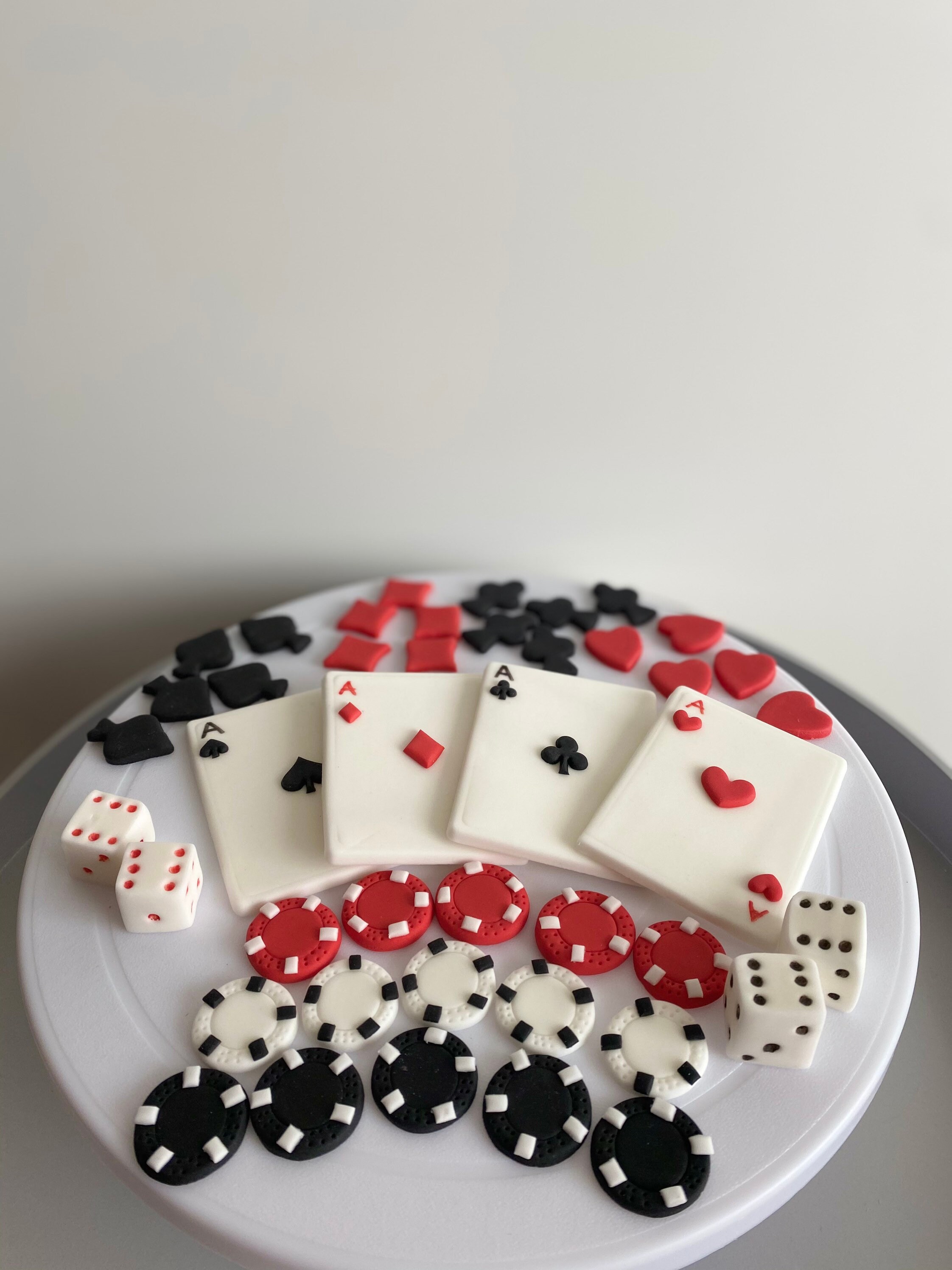 Fondant Poker Cards casino Themed Cake Topper Set Edible - Etsy