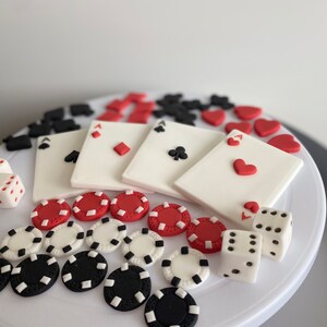Fondant Poker Cards - Casino Themed Cake Toppers- Handmade Cake Topper ...