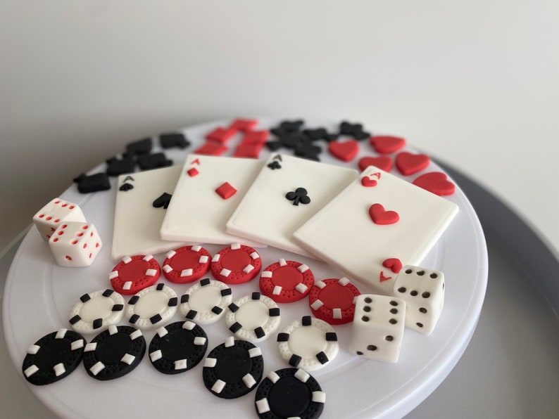 Fondant Poker Cards casino Themed Cake Topper Set Edible - Etsy