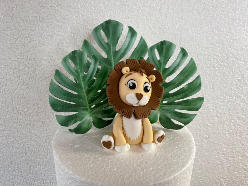 Lion Cake Topper baby Lion tropical Leaves Birthday Cake - Etsy