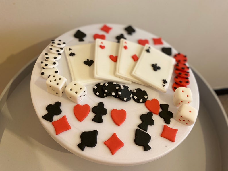 Fondant Poker Cards - Casino Themed Cake Toppers- Handmade Cake Topper ...