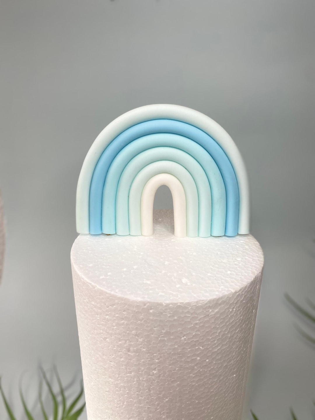 Blue Rainbow Cake Topper Edible Fondant Rainbow in Pastel Blue Colours ...