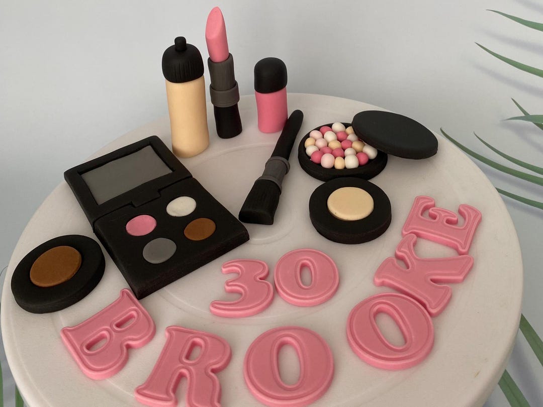 Make-up Cake Topper Set -edible Fondant 3D Figures- Make-up Birthday ...
