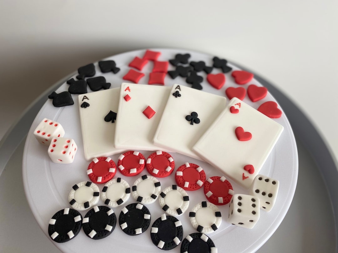 Fondant Poker Cards Casino Themed Cake Toppers Handmade Cake Topper ...