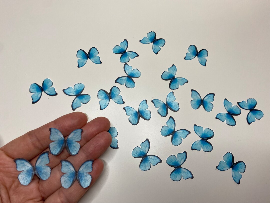 Edible Mini Butterflies - Blue Butterflies - Precut Wafer Topper - Cake ...