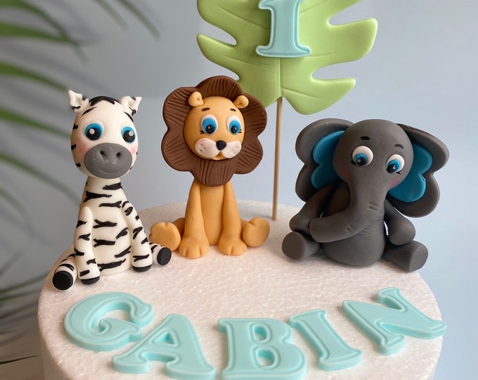 Safari Animals Cake Toppers Edible Jungle Animals Fondant Lion,elephant ...