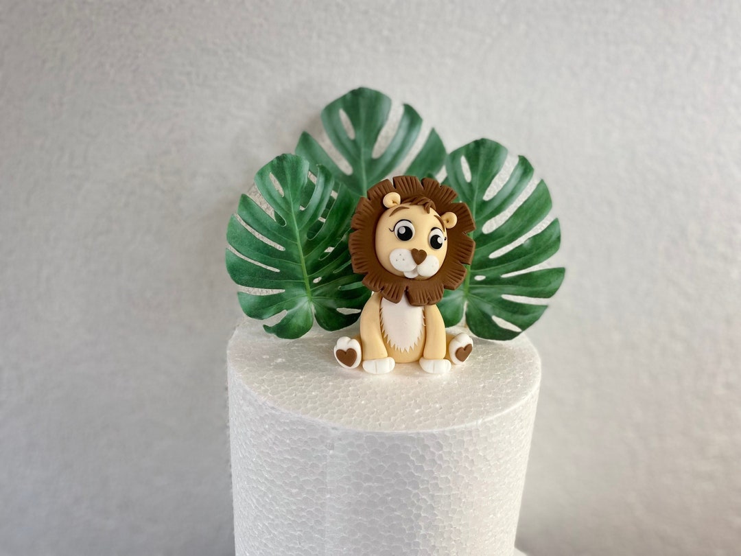 Lion Cake Topper baby Lion tropical Leaves Birthday Cake Baby Shower ...