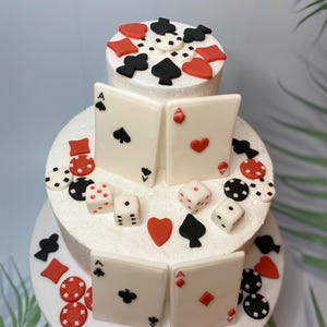 Fondant Poker Cards - Casino Themed Cake Toppers- Handmade Cake Topper ...