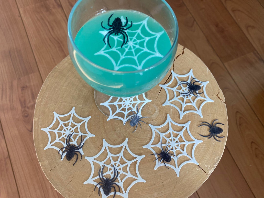 Edible Spiders and Spiderweb Drink Toppers - Precut Halloween Wafer ...