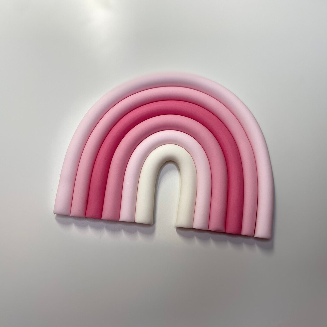 Pink Rainbow Cake Topper - Edible Fondant Rainbow - Pastel Pink Colours ...