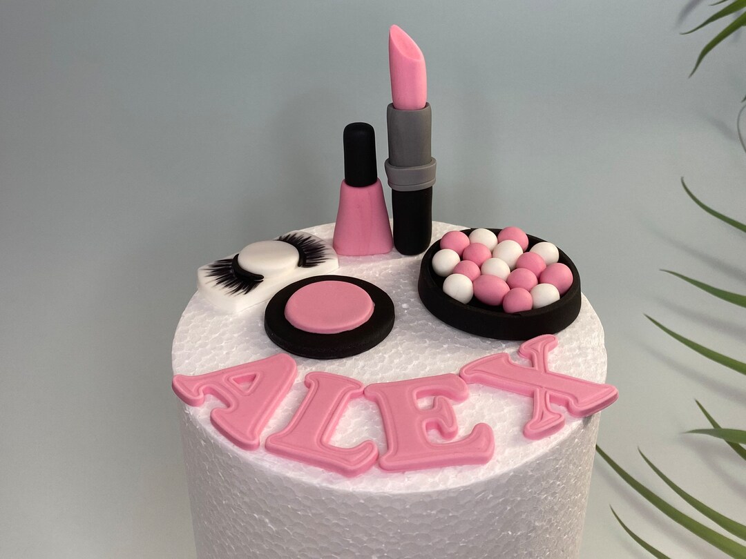 Make-up Toppers - Edible Fondant Cake Toppers Set -birthday Girl Cake ...