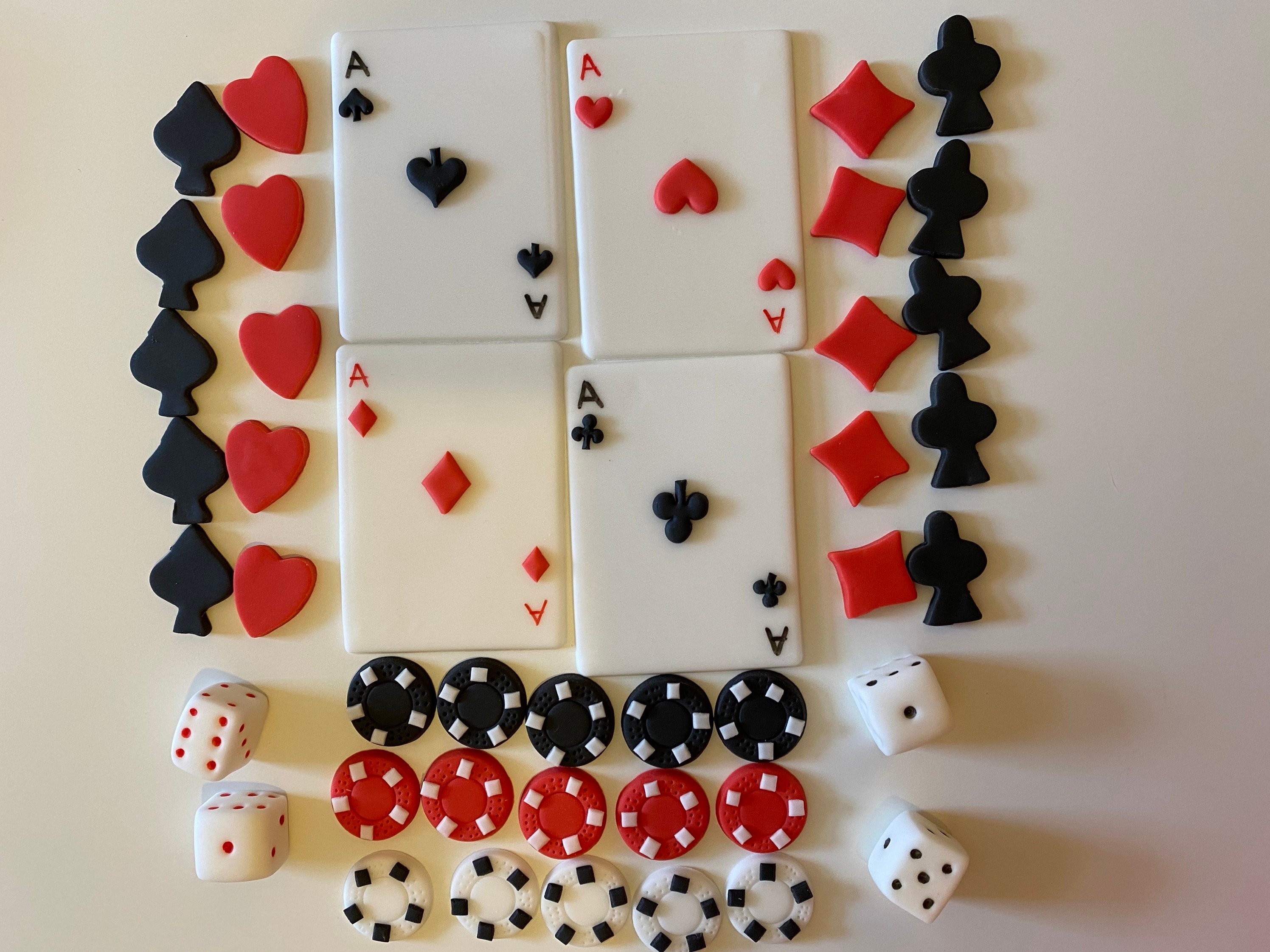 Fondant Poker Cards casino Themed Cake Topper Set Edible - Etsy