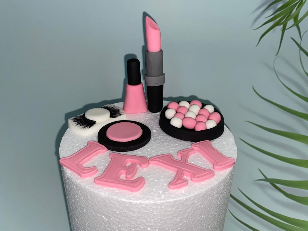 Make-up Toppers Edible Fondant Cake Toppers Set birthday Girl Cake ...