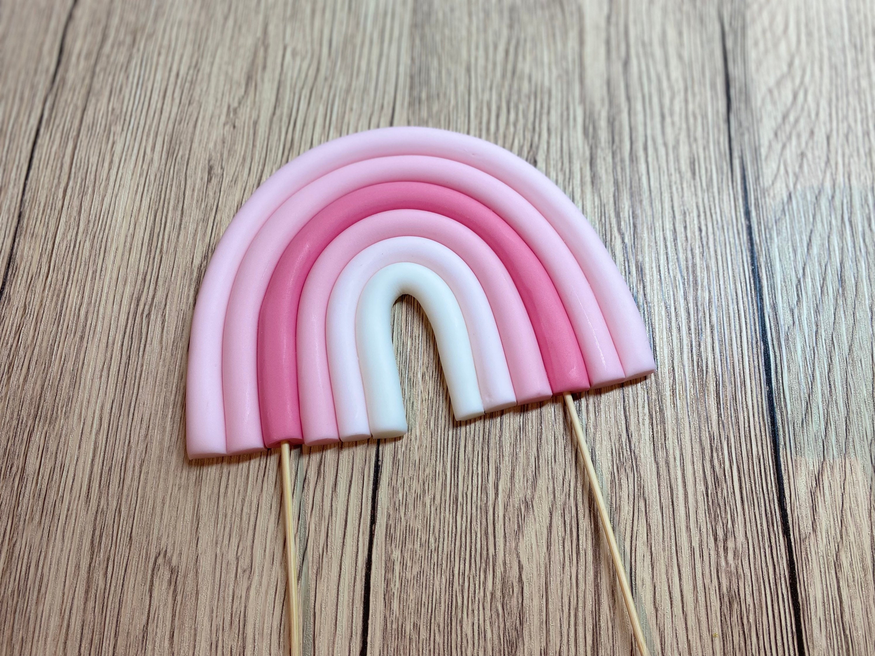Pink Rainbow Cake Topper Edible Fondant Rainbow Pastel - Etsy