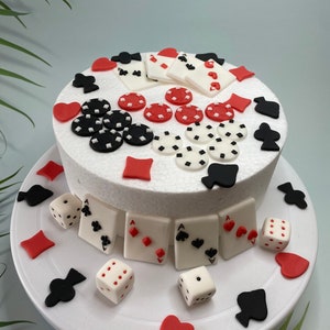 Poker Cake Topper Set -fondant Poker Cards -casino Themed Cake Topper ...