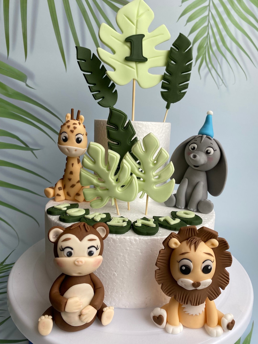 Jungle Animals Cake Toppers Safari Animals Fondant Lion,elephant ...