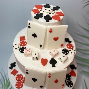 Fondant Poker Cards - Casino Themed Cake Toppers- Handmade Cake Topper ...