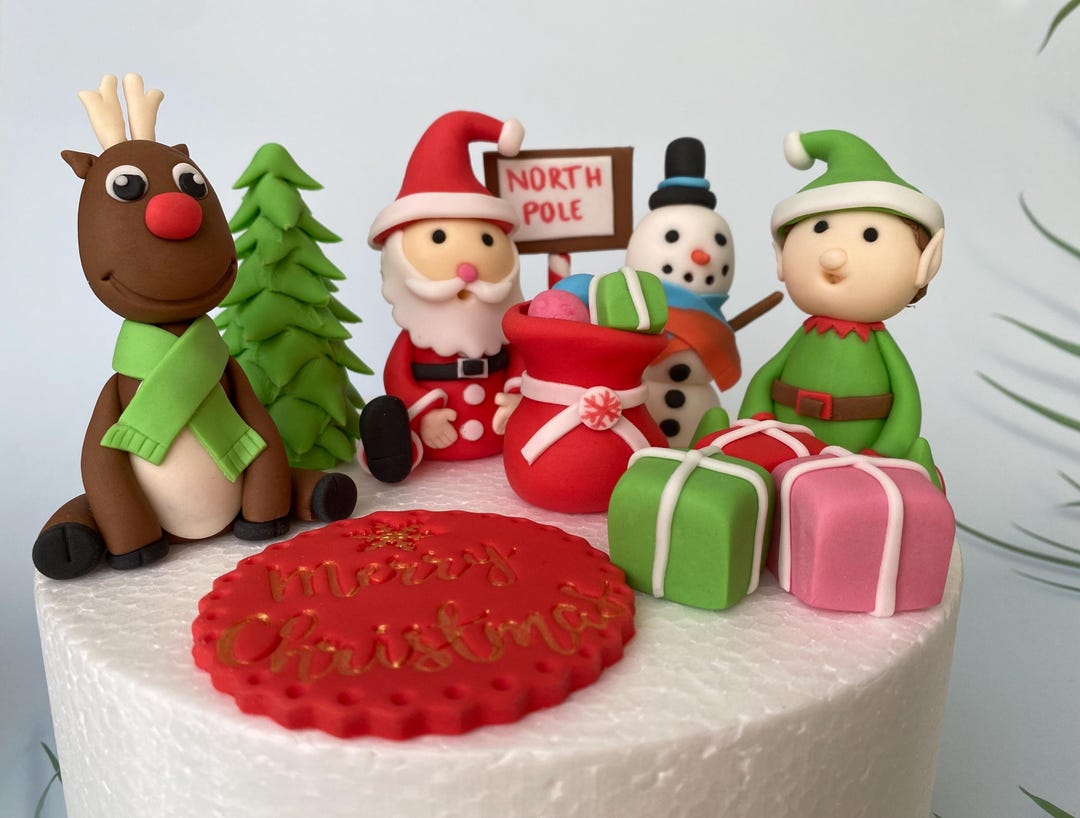 Christmas Fondant Cake Toppers -santa Claus - Gifts - Cake Decoration ...