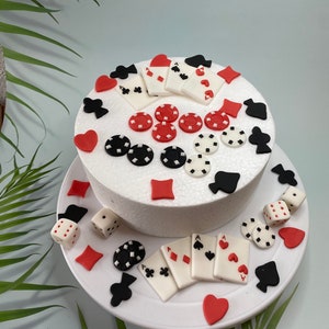 Poker Cake Topper Set -fondant Poker Cards -casino Themed Cake Topper ...