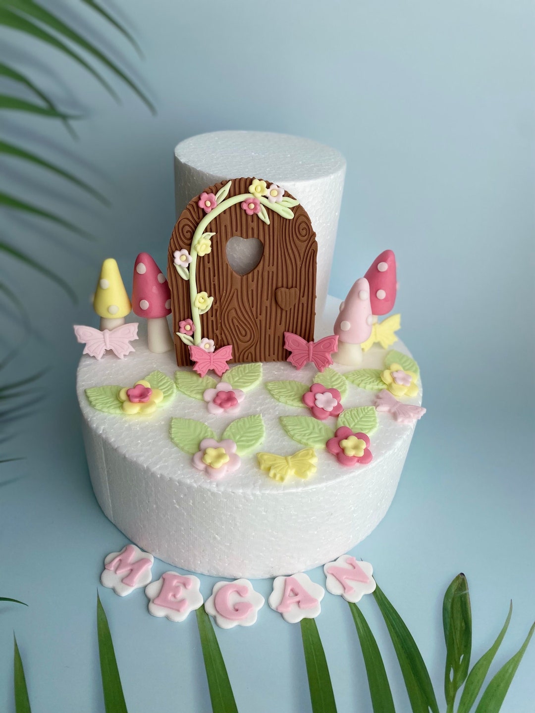 Fondant Fairy Garden Cake Toppers Set for Birthday Cake Fondant Door ...