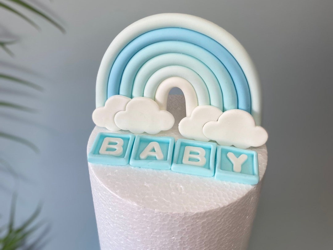 Buy Blue Rainbow Cake Topper Edible Fondant Rainbow Pastel Colours blue ...