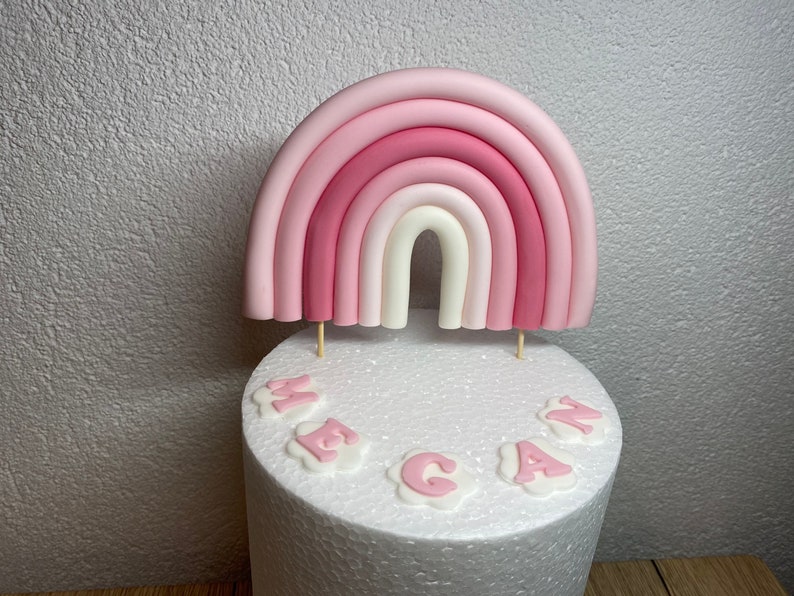 Pink Fondant Rainbow Cake Topper – Handmade Birthday Decoration - Etsy