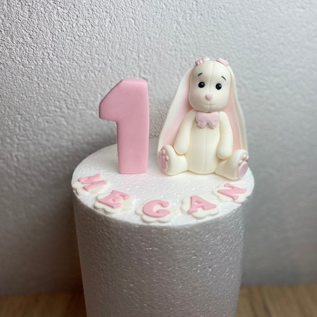 Bunny Cake Topper Set Edible Fondant Cake Decorations Personalised Cake ...
