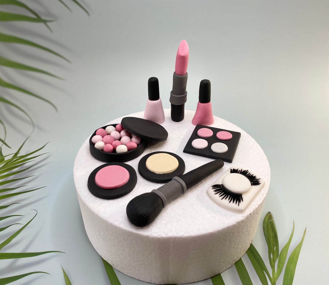 Fondant Make-up Cake Toppers Set -edible Make up Topper - Edible ...