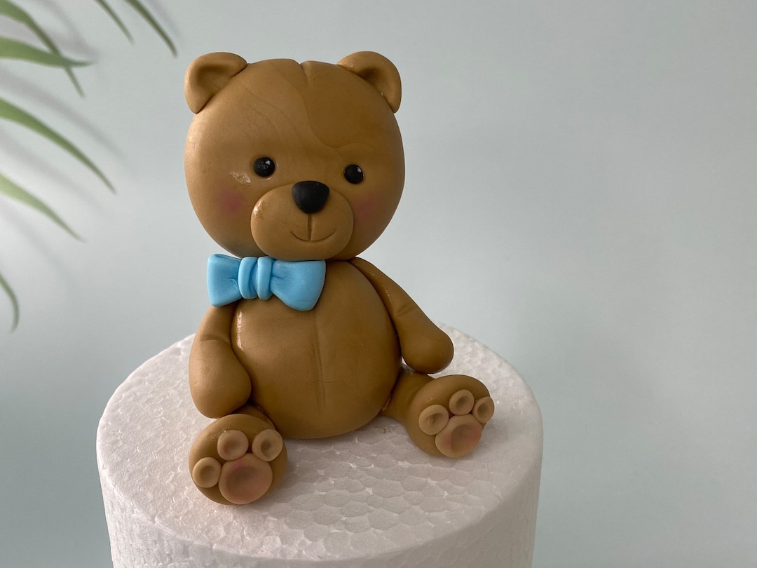 Bear Cake Topper Fondant Bear for Boy or Girl Edible Teddy Bear for ...