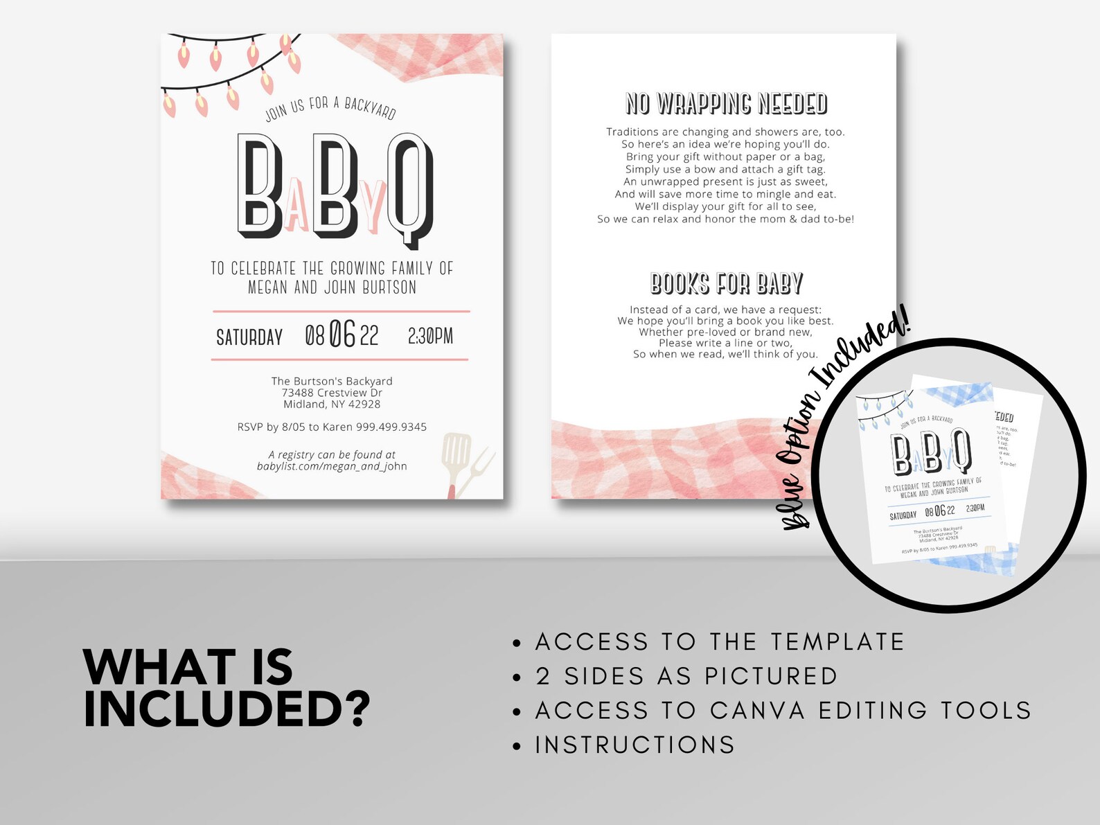 Modern Printable Babyq Invite, Baby Shower Invitation Canva Template ...
