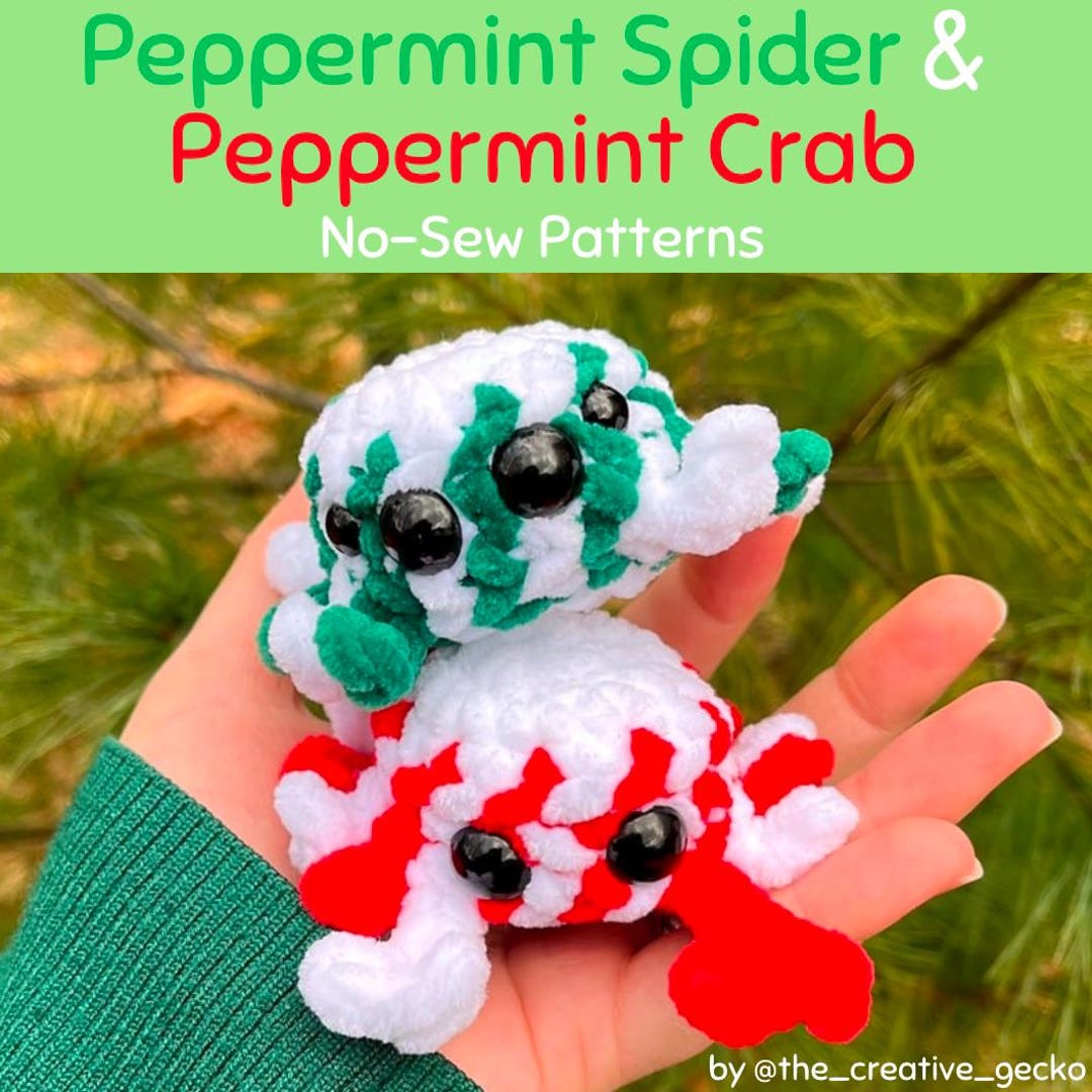 Peppermint Spider and Crab Crochet Pattern, No Sew Crochet Pattern ...