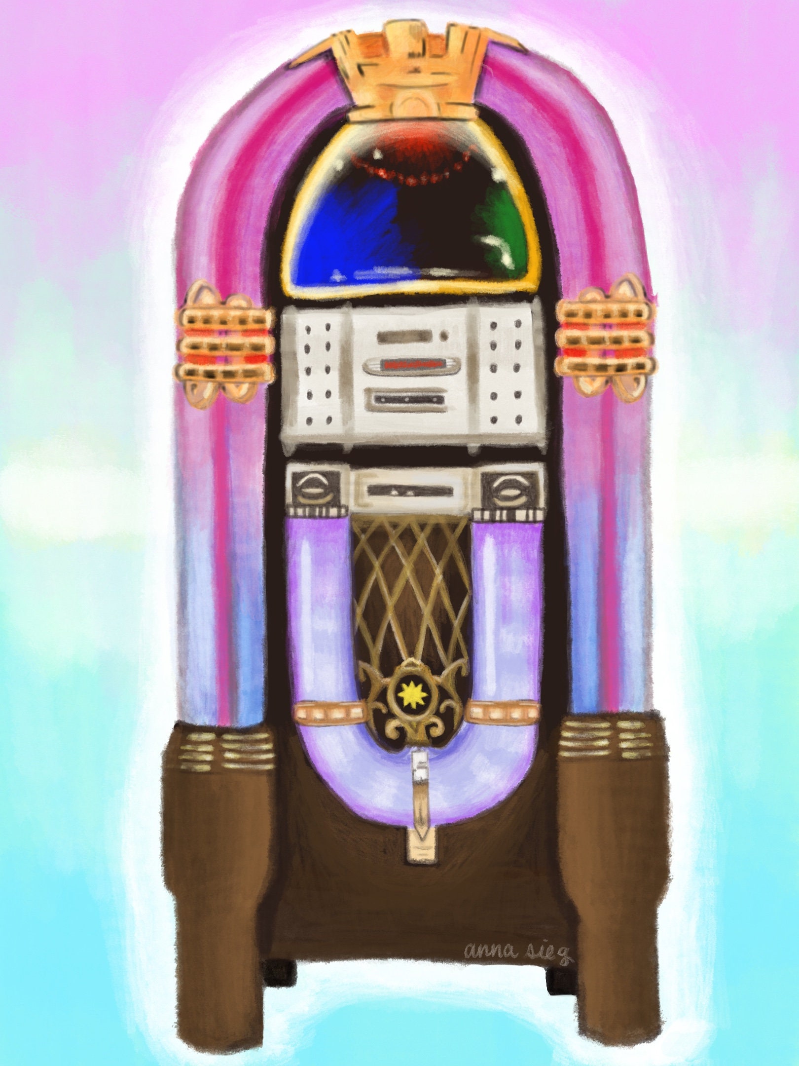 JUKEBOX PRINT!! Hand Drawn Digital Download - Etsy