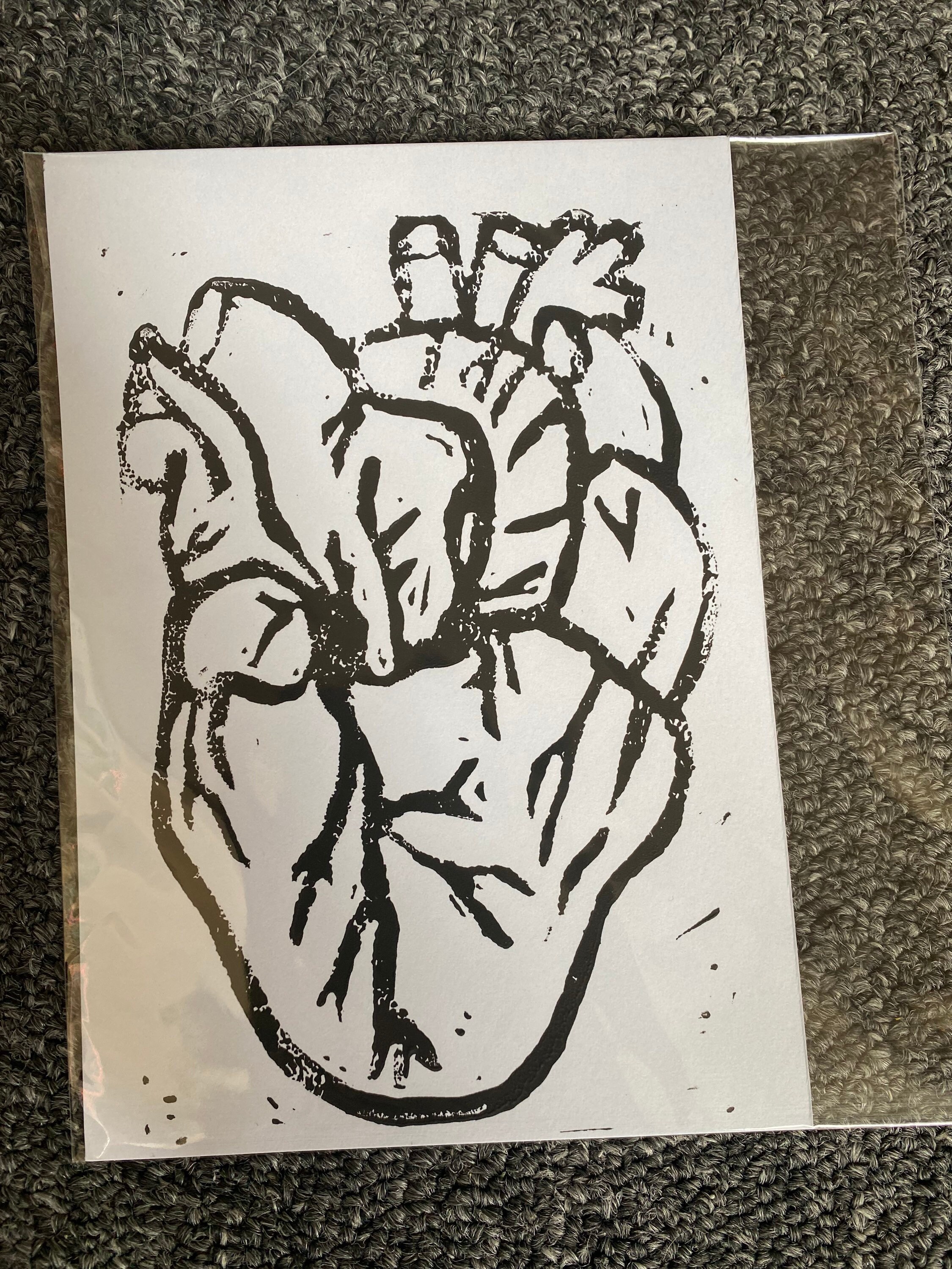 LINOCUT HEART PRINT! Handmade 4x6” Prints - Etsy
