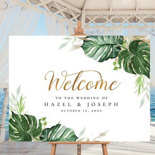 Tropical & Gold Themed Water Bottle Label Editable Digital - Etsy