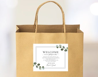 Greenery Themed Welcome Bag Sticker Avery Label Digital | Etsy
