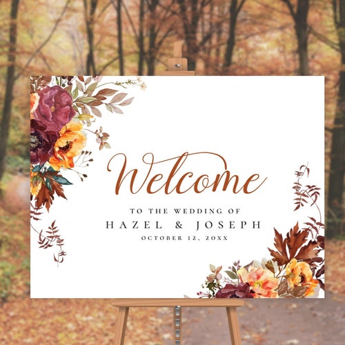 AMBER Fall in Love Welcome Sign Poster Editable Digital - Etsy