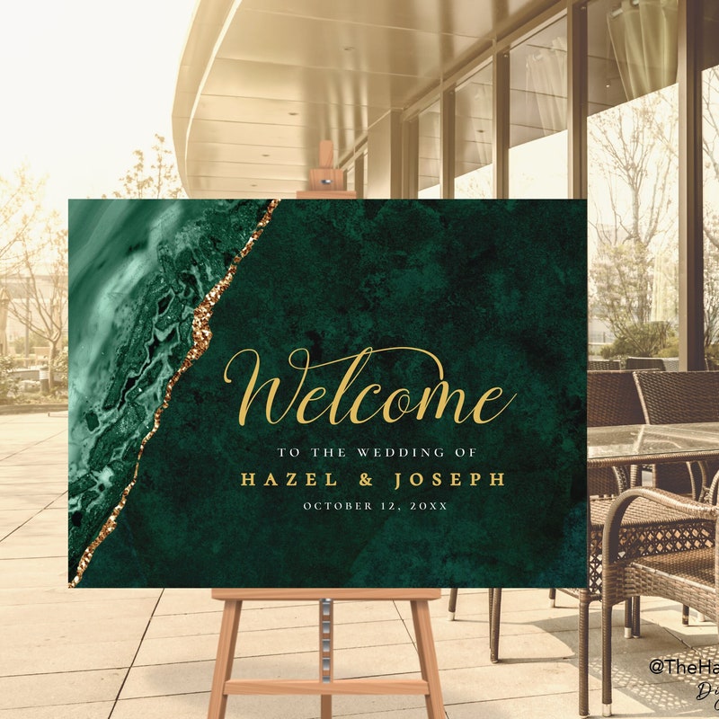 Emerald Green and Gold Welcome Sign - Etsy