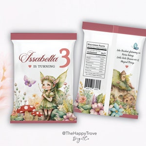 ELVINA Enchanted Fairy Garden Chip Bag Label, Enchanted Forest, Magical ...