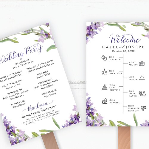 Fan Purple and Lavender Wedding Program Template Wedding - Etsy